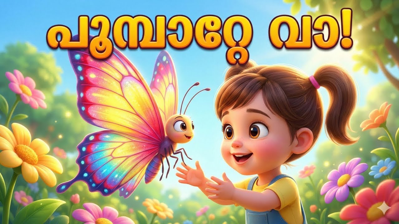 പൂവുകൾ തേടും പൂമ്പാറ്റ | Poovukal thedum Poombatta | Malayalam Animated ...
