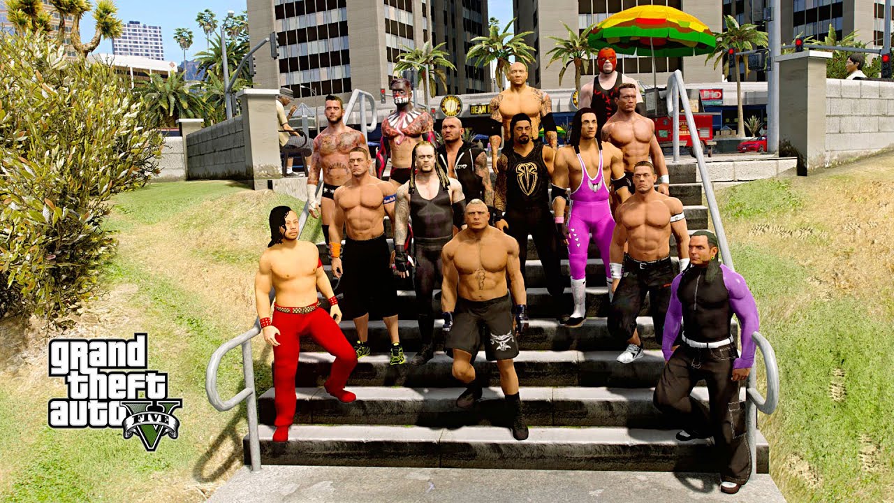 GTA 5 WWE Superstars, 12 of them in this Compilation.. - YouTube