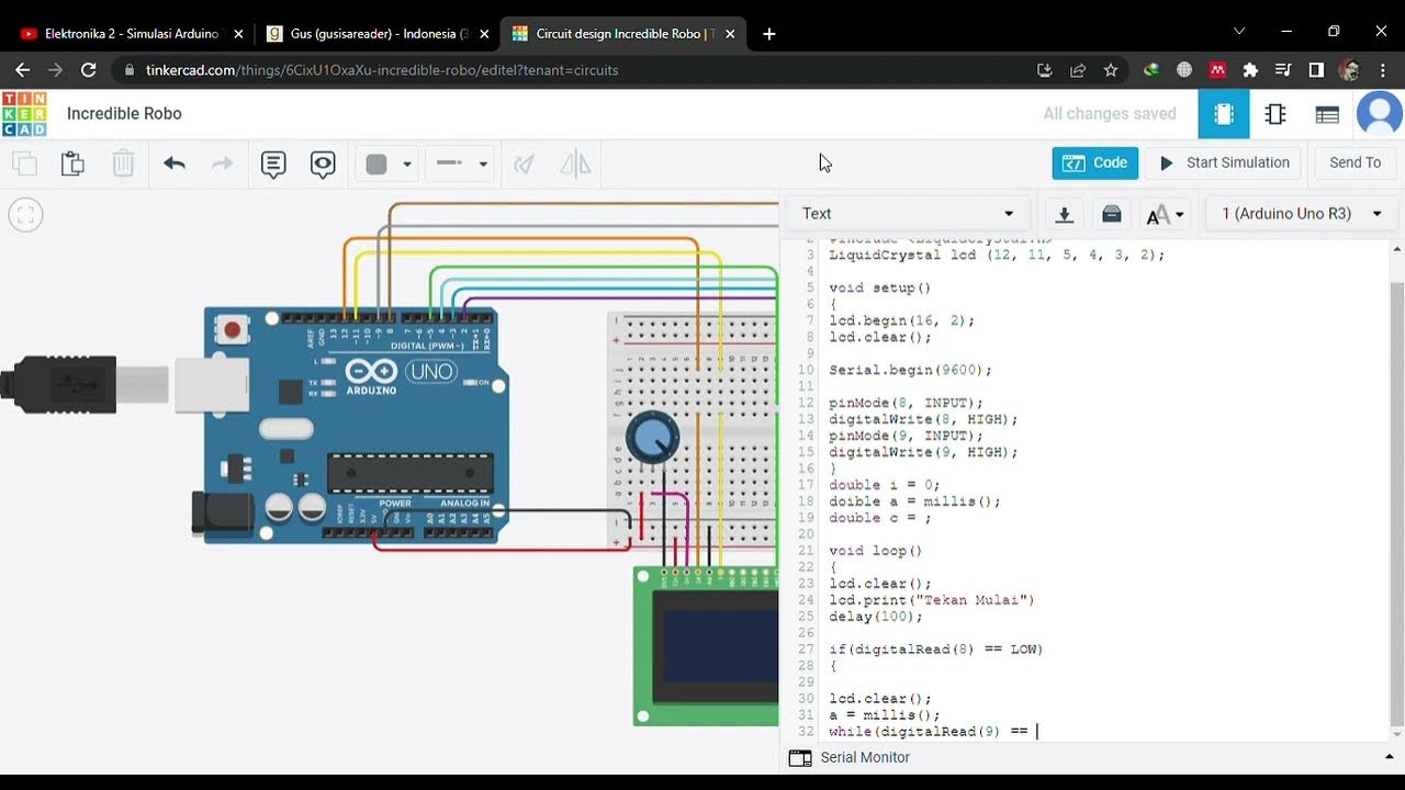 Elektronika 2 - Simulasi Arduino TinkerCAD - 15. Membuat Stopwatch Digital Arduino - YouTube