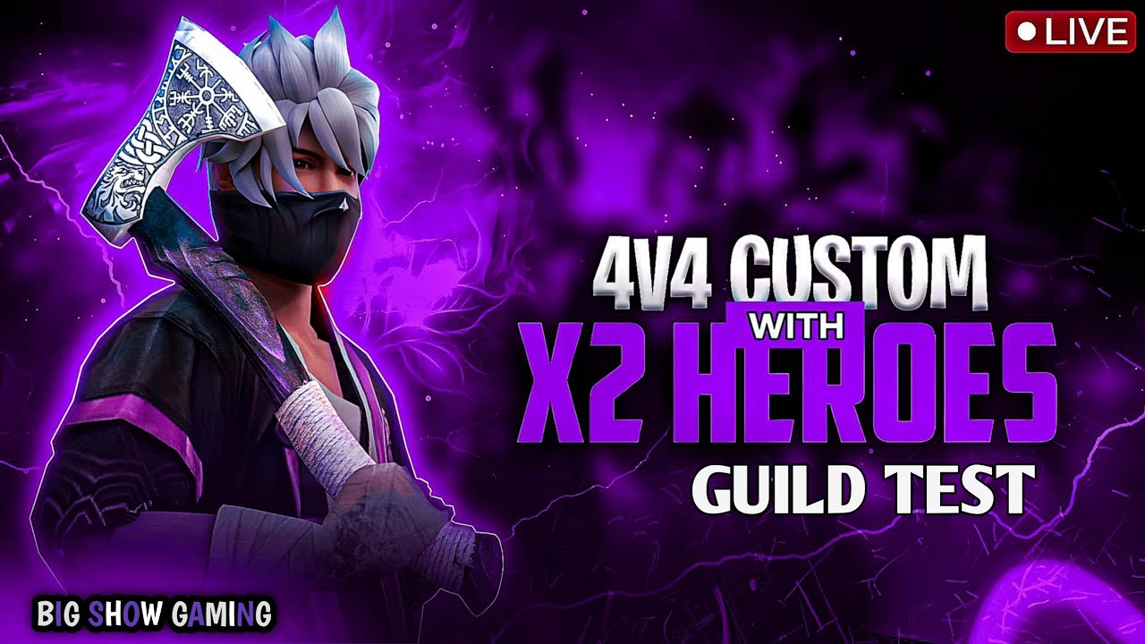 FREEFIRE LIVE GIVEAWAY | GUILD TEST + GUILD WAR | 1 vs 2 HARDEST GUILD ...