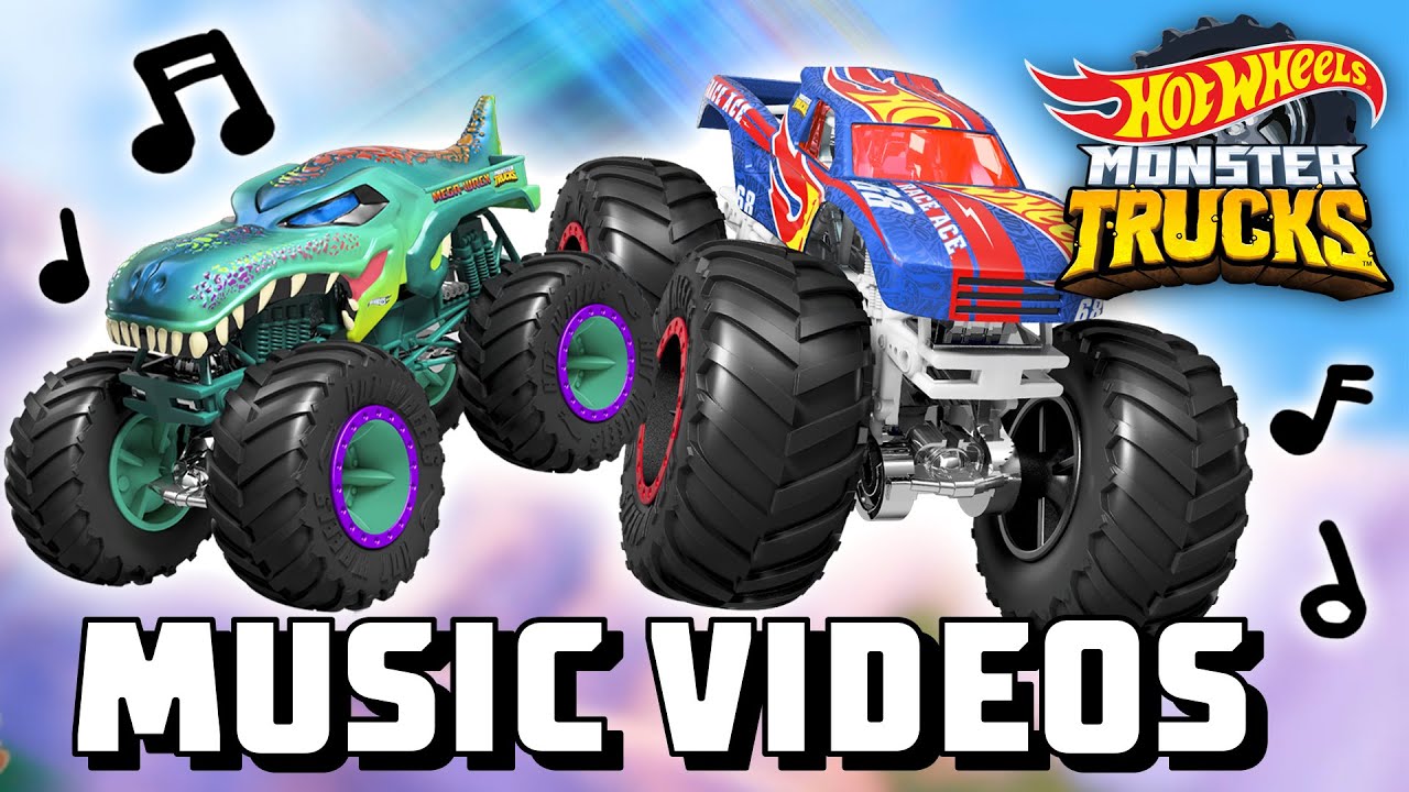 Race Ace & Mega Wrex Music Videos + More Monster Trucks Songs for Kids ...