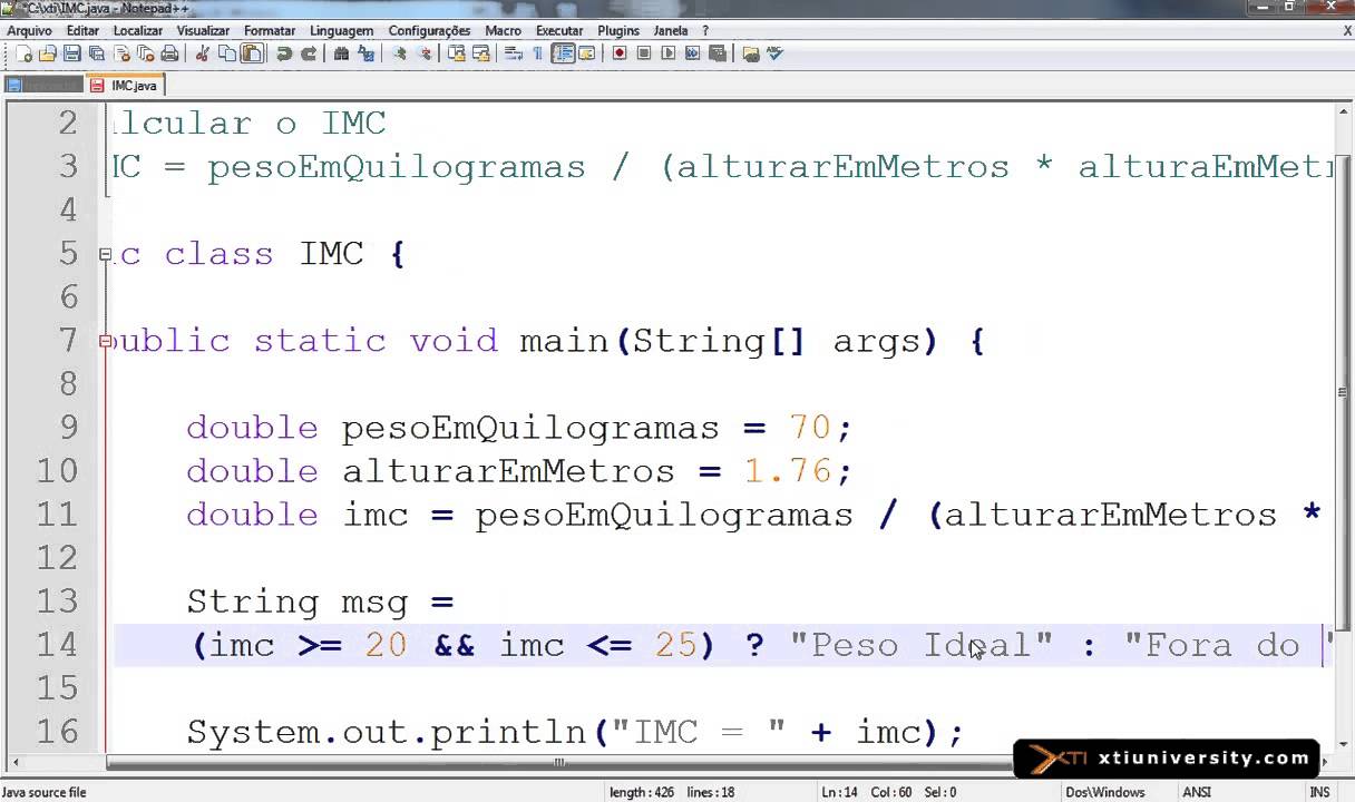 Universidade XTI JAVA 019 Desafio do Cálculo do IMC - YouTube