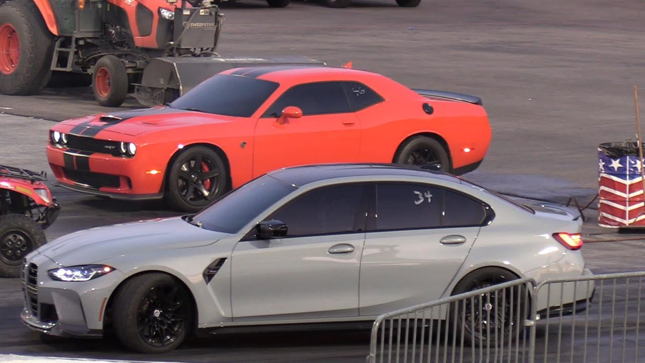 BMW m3 vs Hellcat - Domestic vs Import drag racing - YouTube