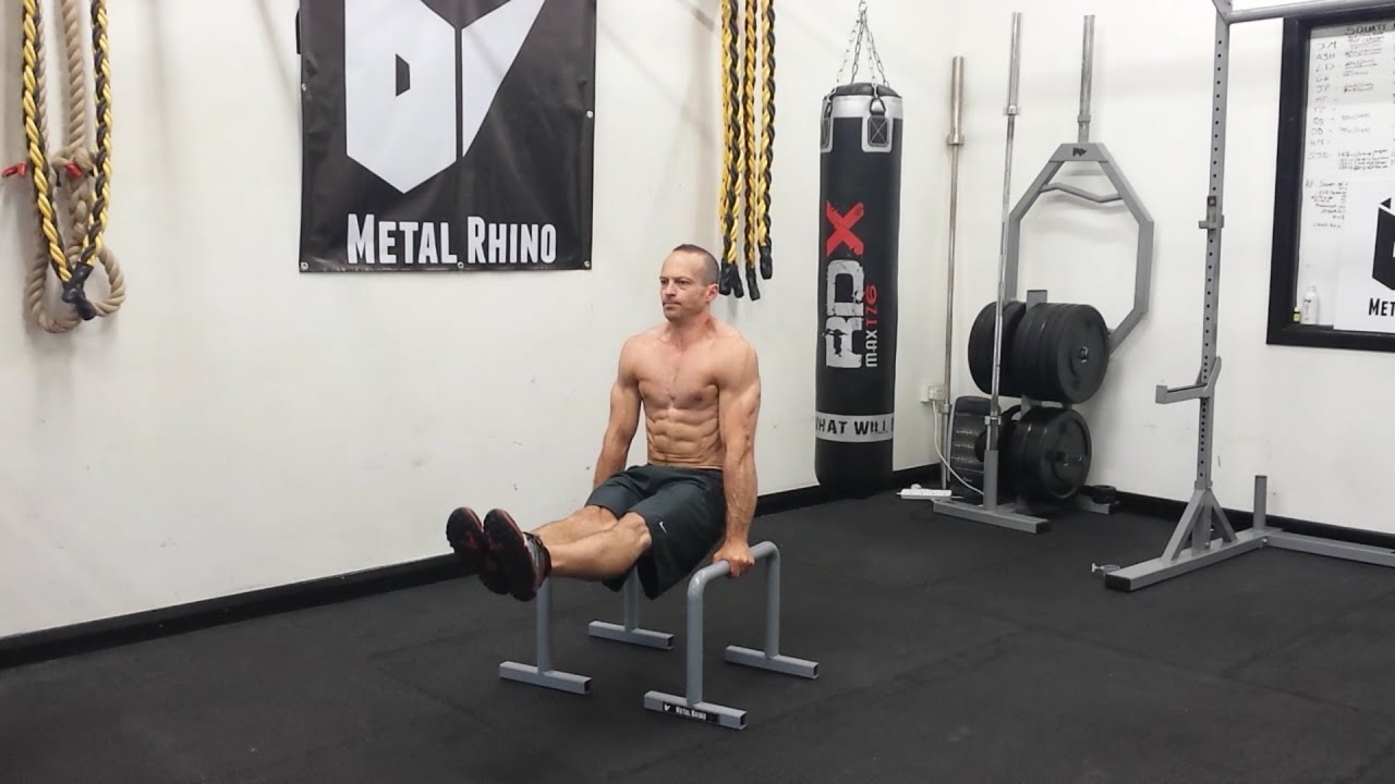 Metal Rhino Parallettes L-Sit to Elbow Lever - YouTube