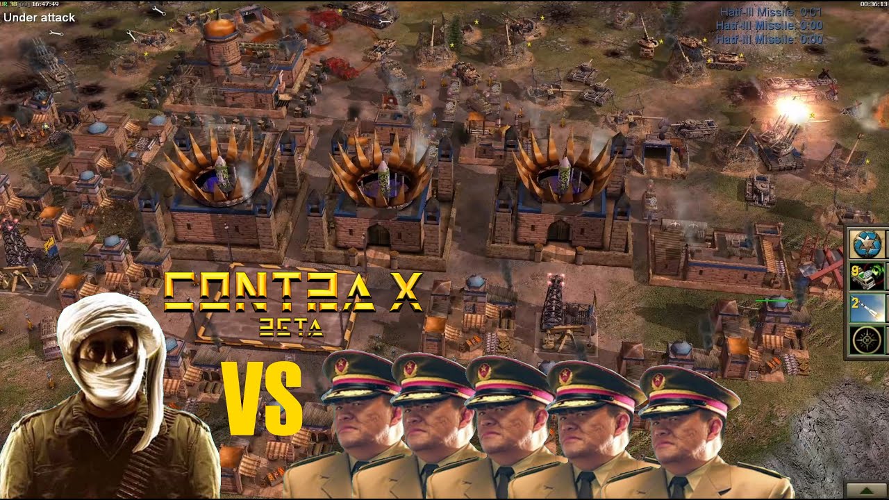 C&C Generals Contra X Beta 1 VS 5 Insane AI (Ambush for a tank general ...