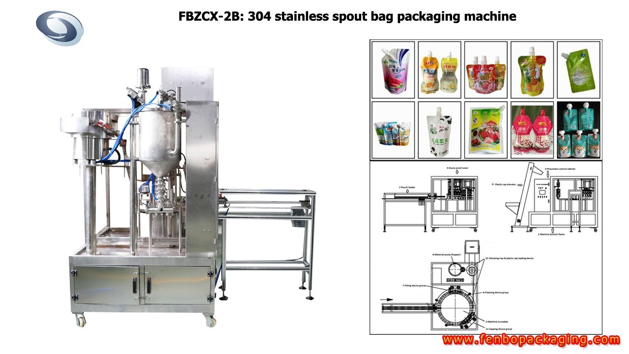 FBZCX-2B: 304 stainless spout bag packaging machine - YouTube