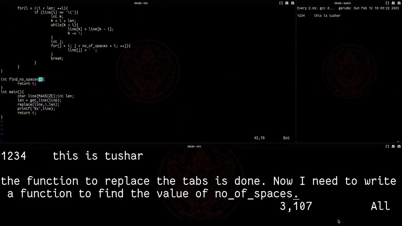 Speed running detab.c C programming K&R , 7 hours in total. - YouTube