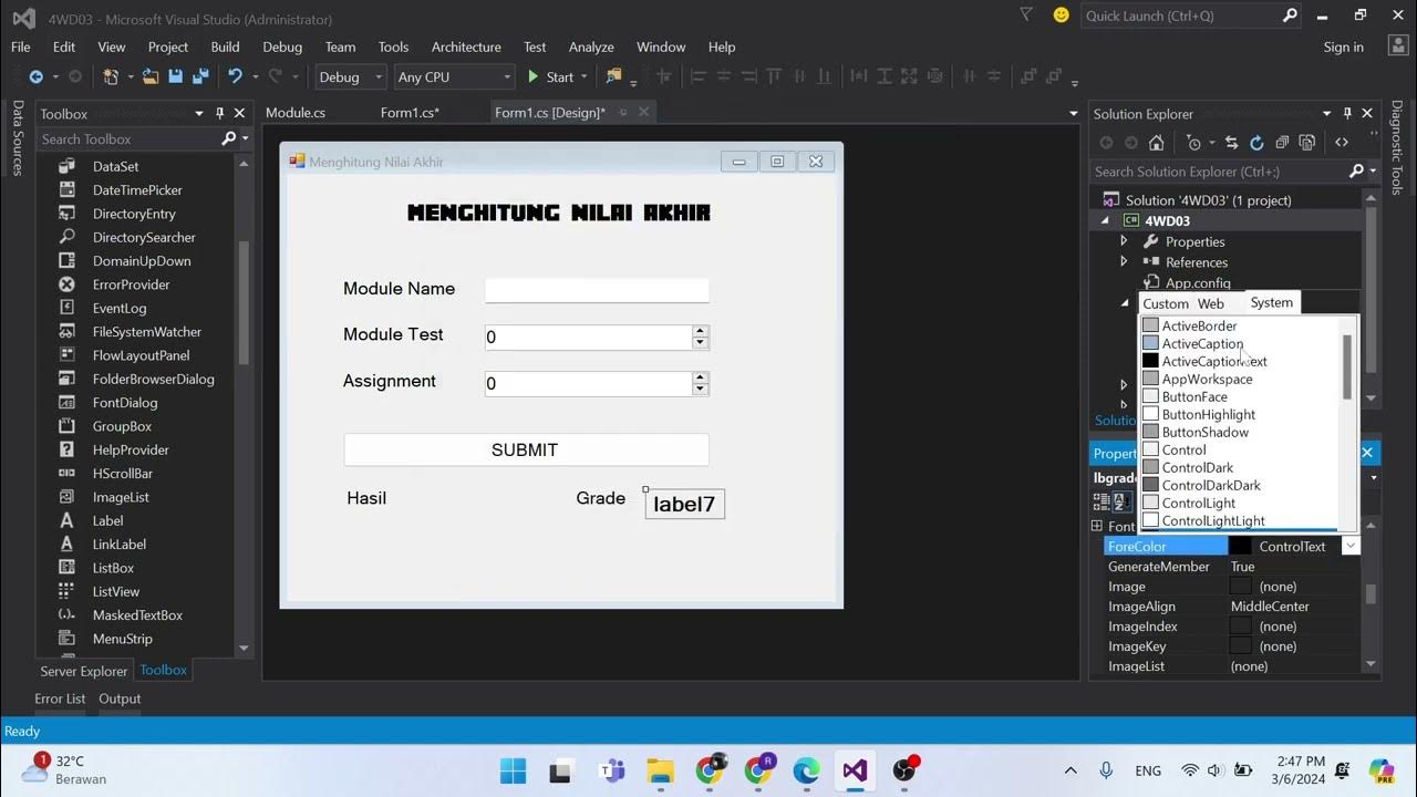 Membuat Form Sederhana Menggunakan Windows Form Visual C# - YouTube