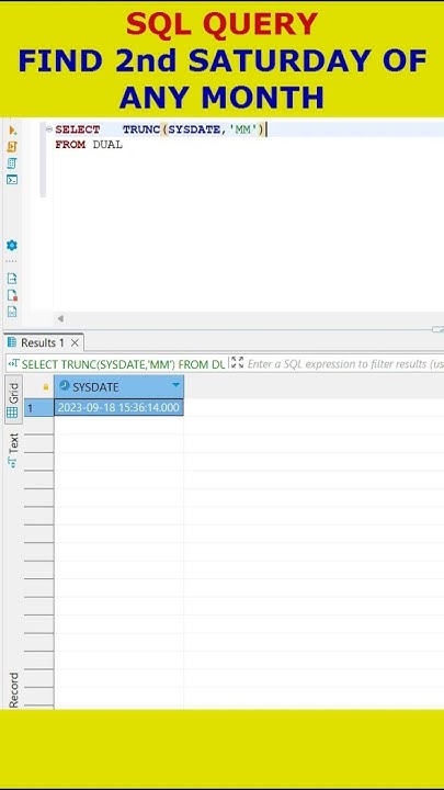 Oracle SQL: SQL Query to Get 2nd Saturday of Any Month #sqlqueries # ...