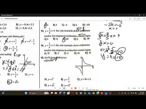 Riyaziyyat test toplusu 2025. Funksiya və qrafiklər. y=kx+b və y=k\\x funksiyaları və onların qrafik