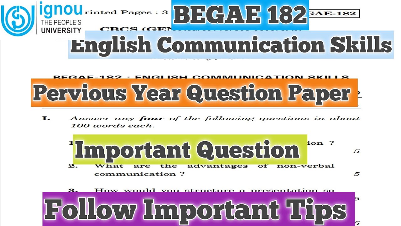 BEGAE 182 Pervious Year Question Paper Important Questions BEGAE 182 ...