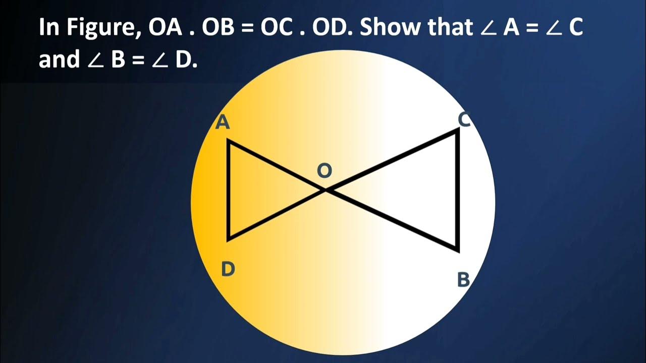 In Figure, OA . OB = OC . OD. Show that ∠ A = ∠ C and ∠ B = ∠ D.#triangles #cbseclass10maths ...
