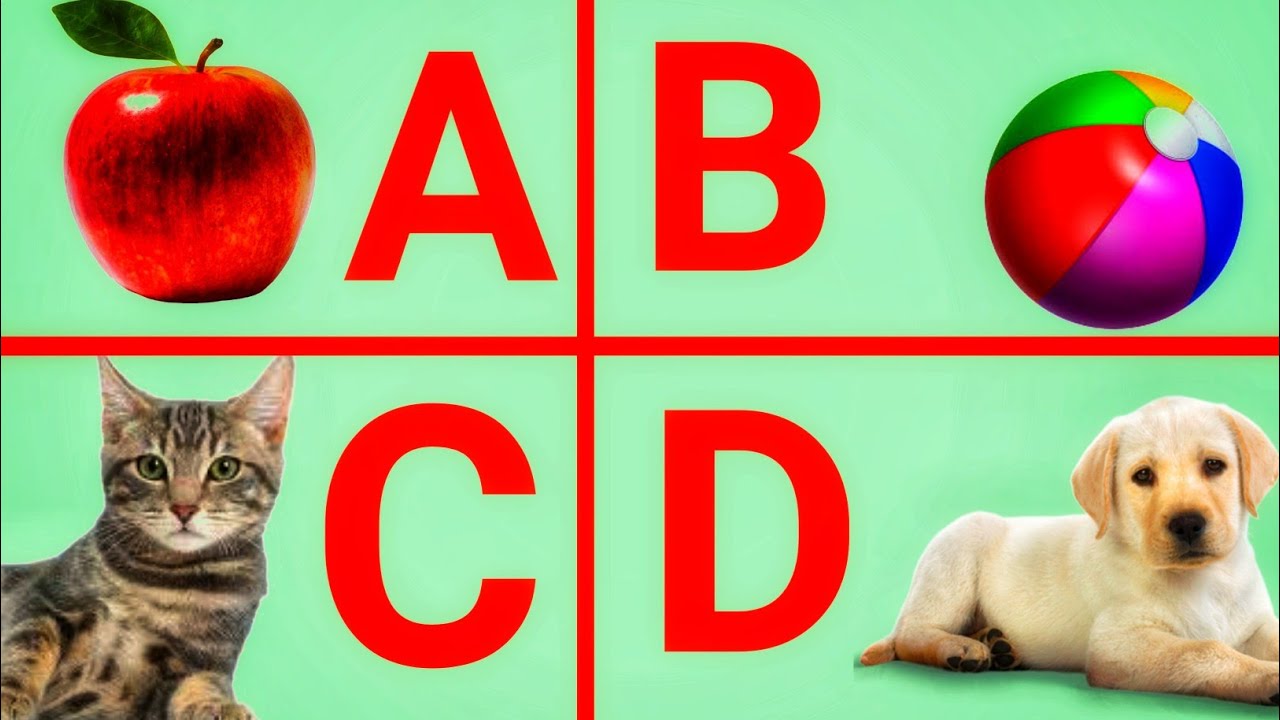 a for Apple b for ball c for cat d for dog ,all Alphabet with cartoon ...