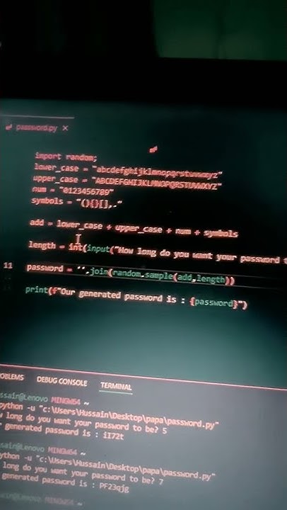 Generating Strong Password using Python | #programming #python #shorts ...