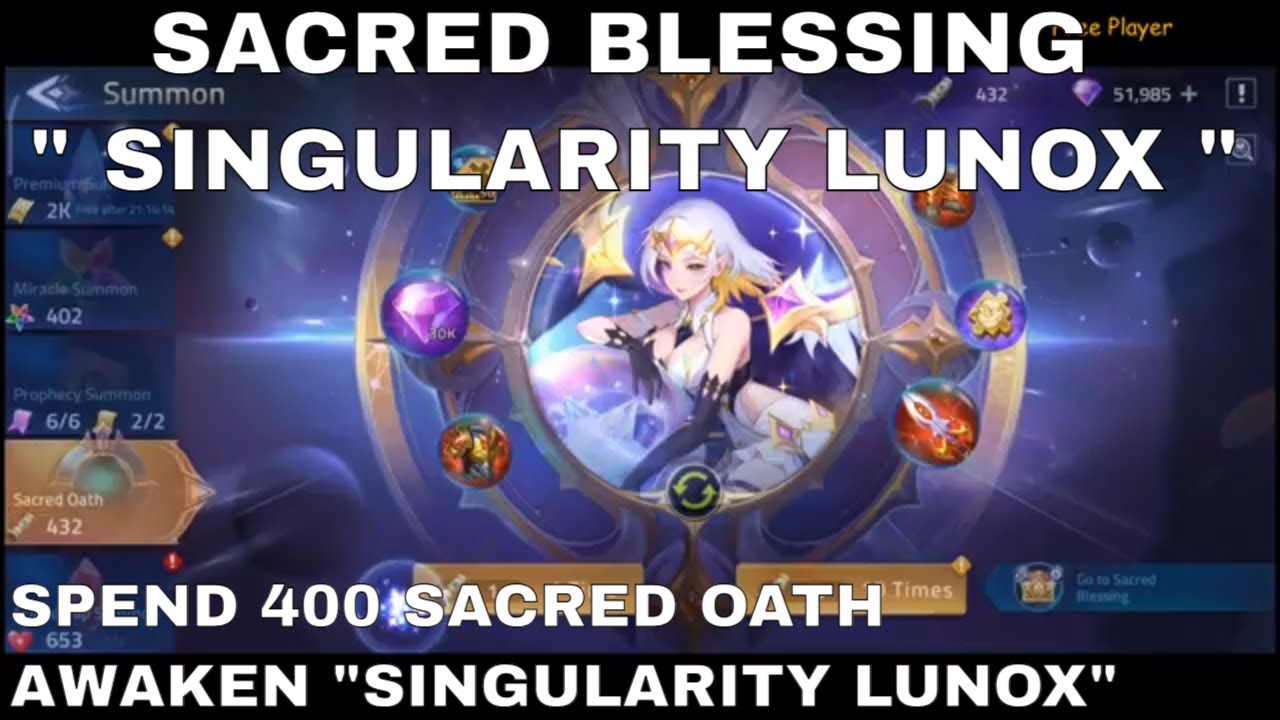 SACRED BLESSING " SINGULARITY LUNOX " Mobile Legends: Adventure - YouTube
