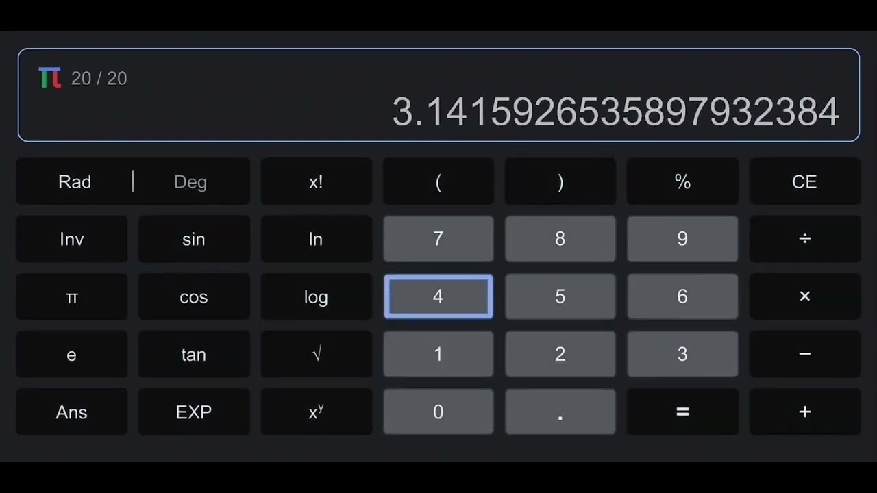 3.14159265358979323846264338327950288419716939937510582097494 - YouTube
