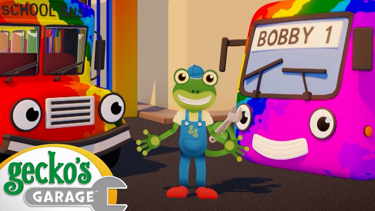Gecko And The Rainbow Buses | Gecko's Garage | Moonbug Kids - Color ...