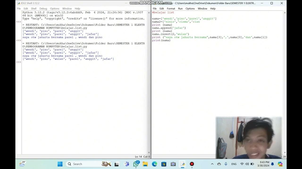 TUGAS PEMROGRAMAN KOMPUTER FORDIS 7. LIST PYTHON - YouTube