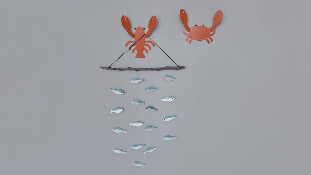 Fish school mobile DIY - YouTube