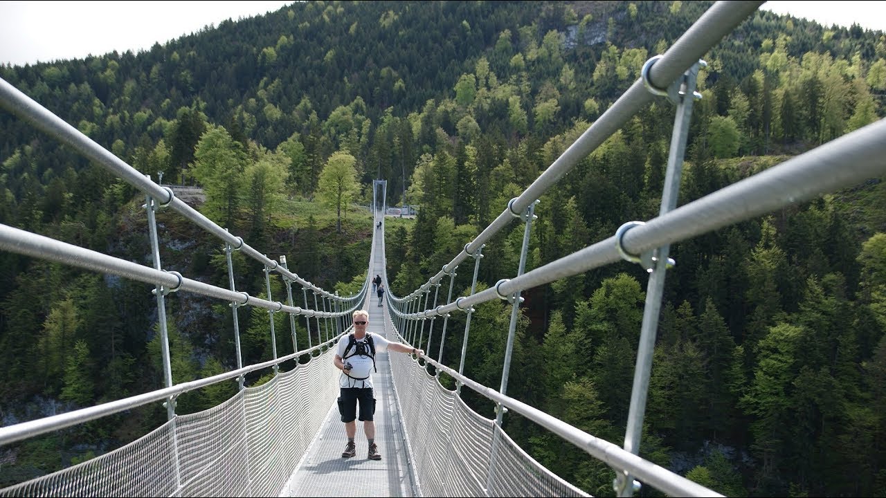 Walk over the longest swinging footbridge. (Full HD) - YouTube