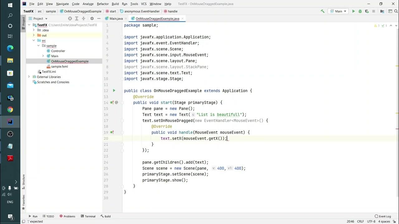 Java FX урок 11 - Text класс. Обработка событий с setOnMouseDragged ...