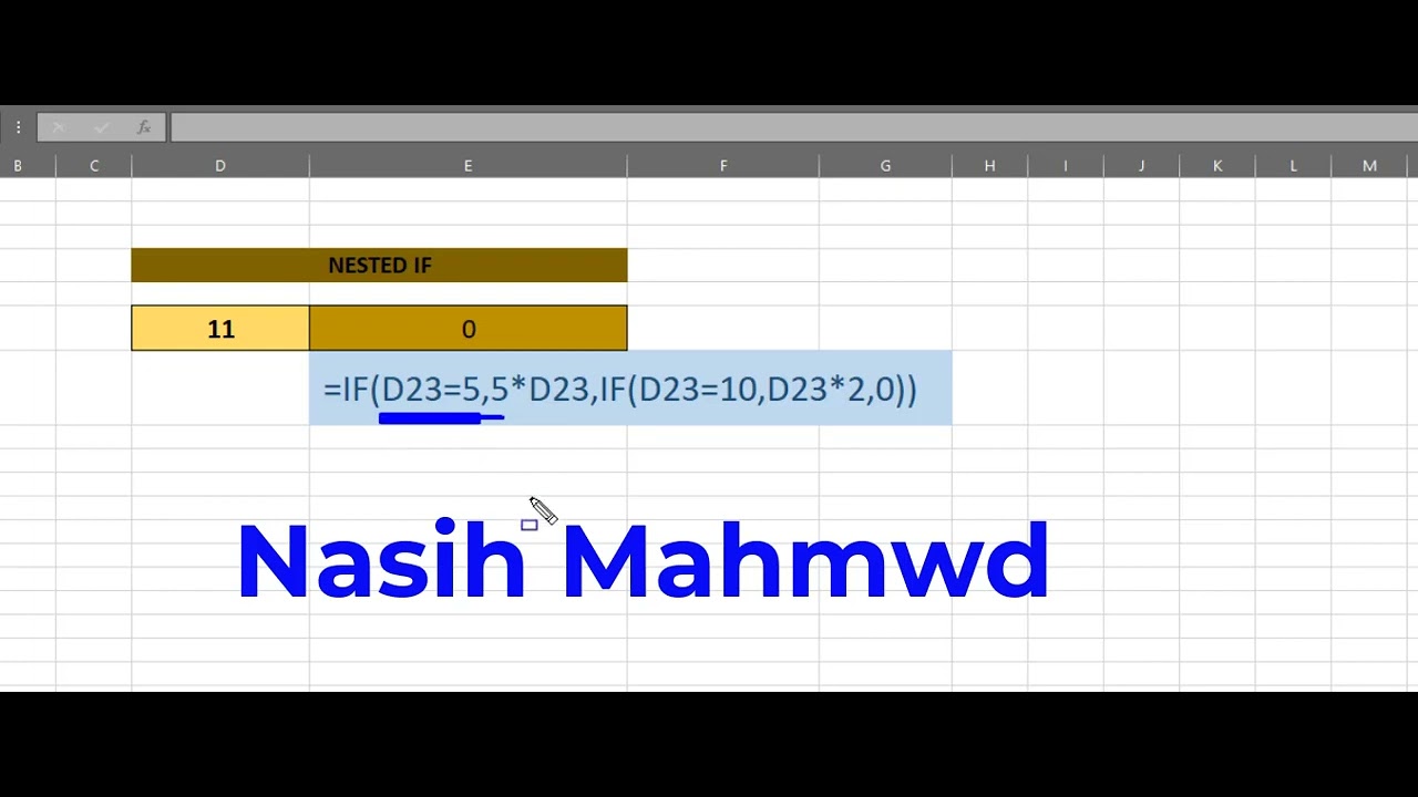 Nested If In Excel Formula YouTube Nested If In Excel Formula YouTube