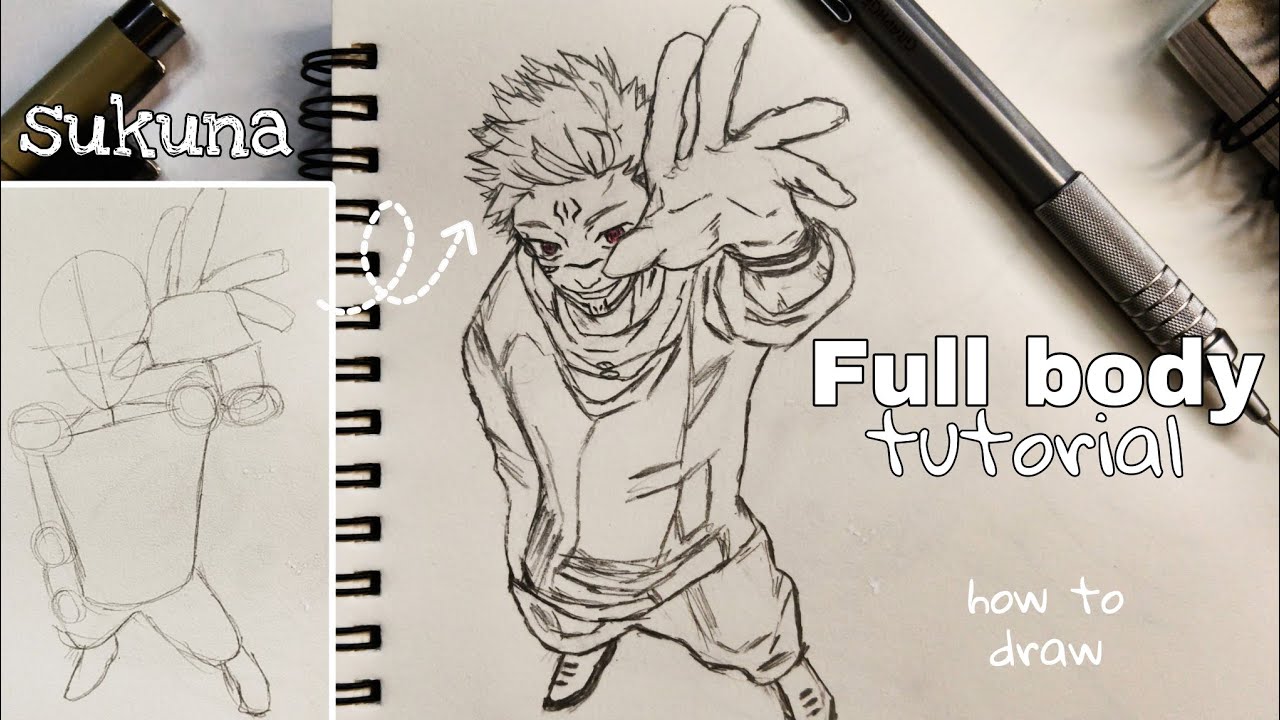 Full body tutorial | How to draw anime character sukuna full body easy ...