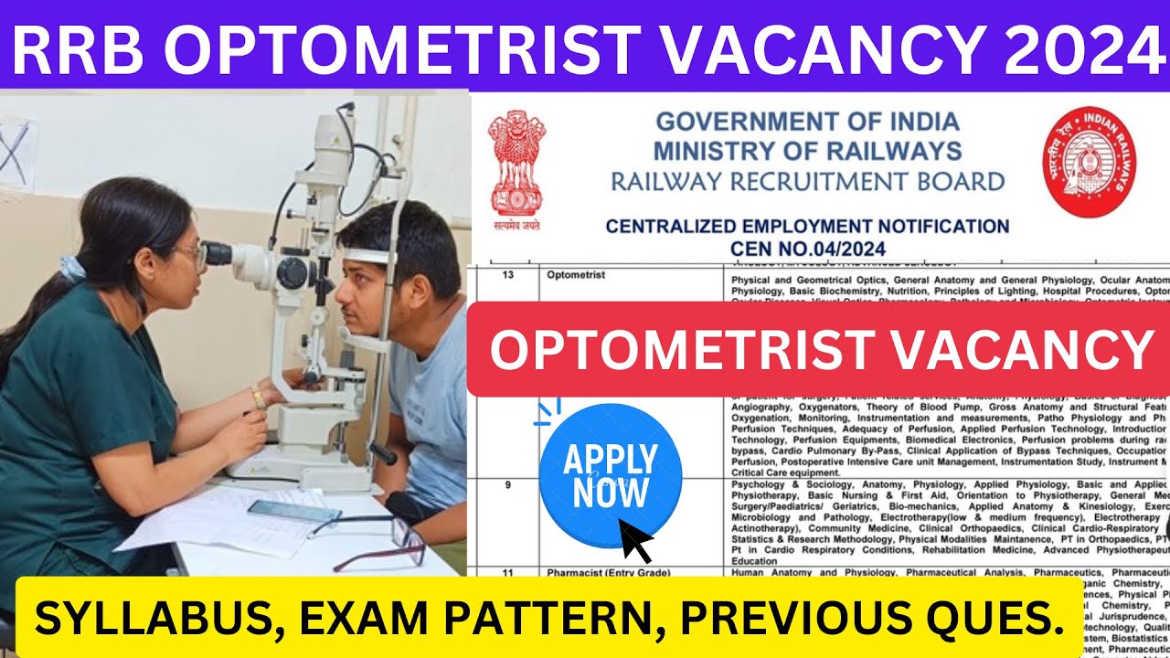 RRB OPTOMETRIST VACANCY 2024 || Railway OPTOMETRIST POST 2024 # ...