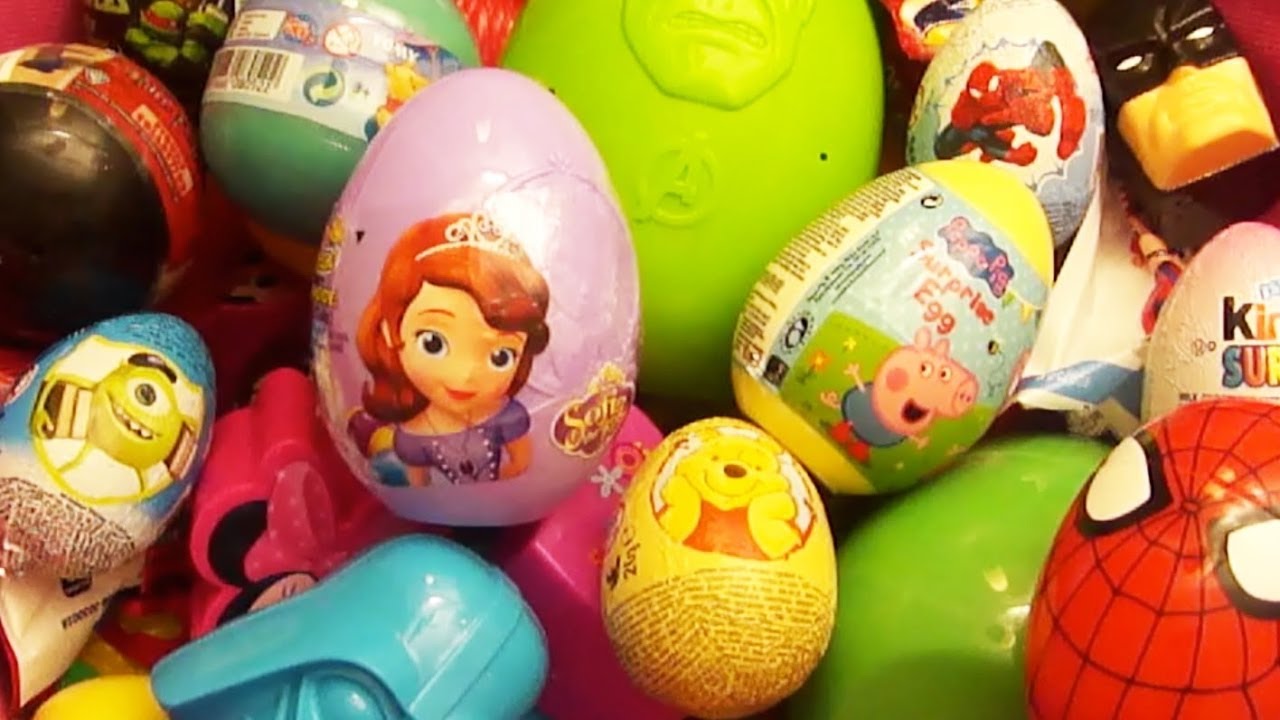 NEW Huge 101 Surprise Egg Opening Kinder Surprise Peppa Pig SpiderMan ...