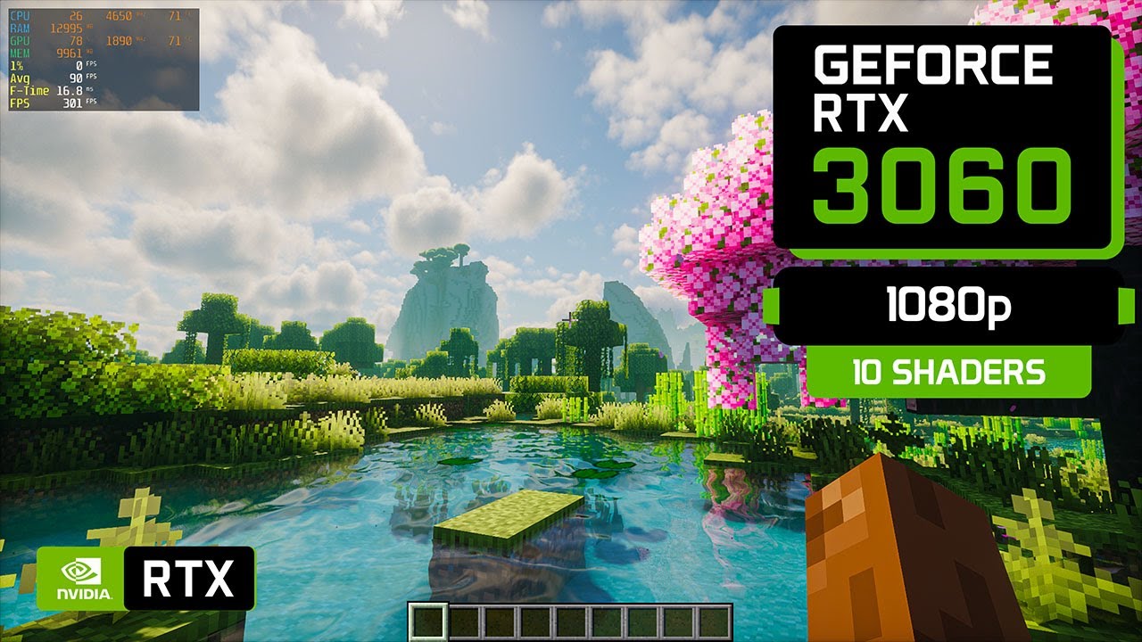 Minecraft: RTX 3060 12 GB + RYZEN 9 5900X (1080p + 10 shaders) - YouTube