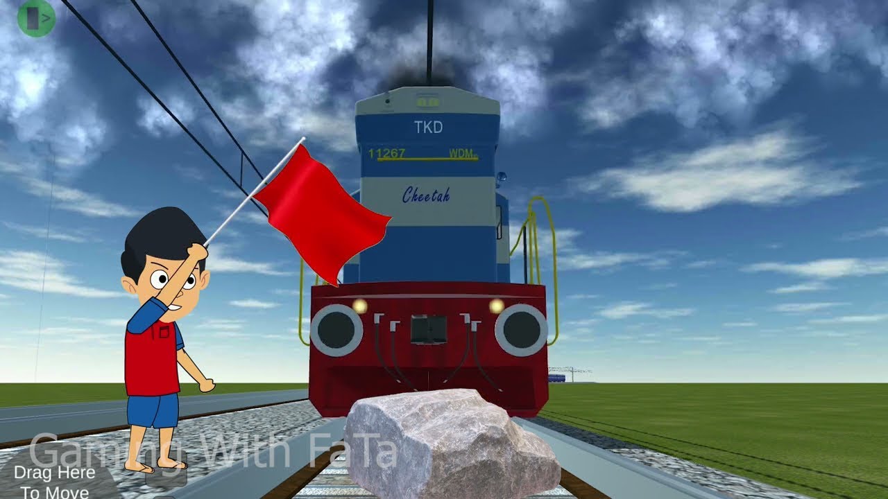 Boy with Red flags saves the Train - Train Simulator Kartun - YouTube