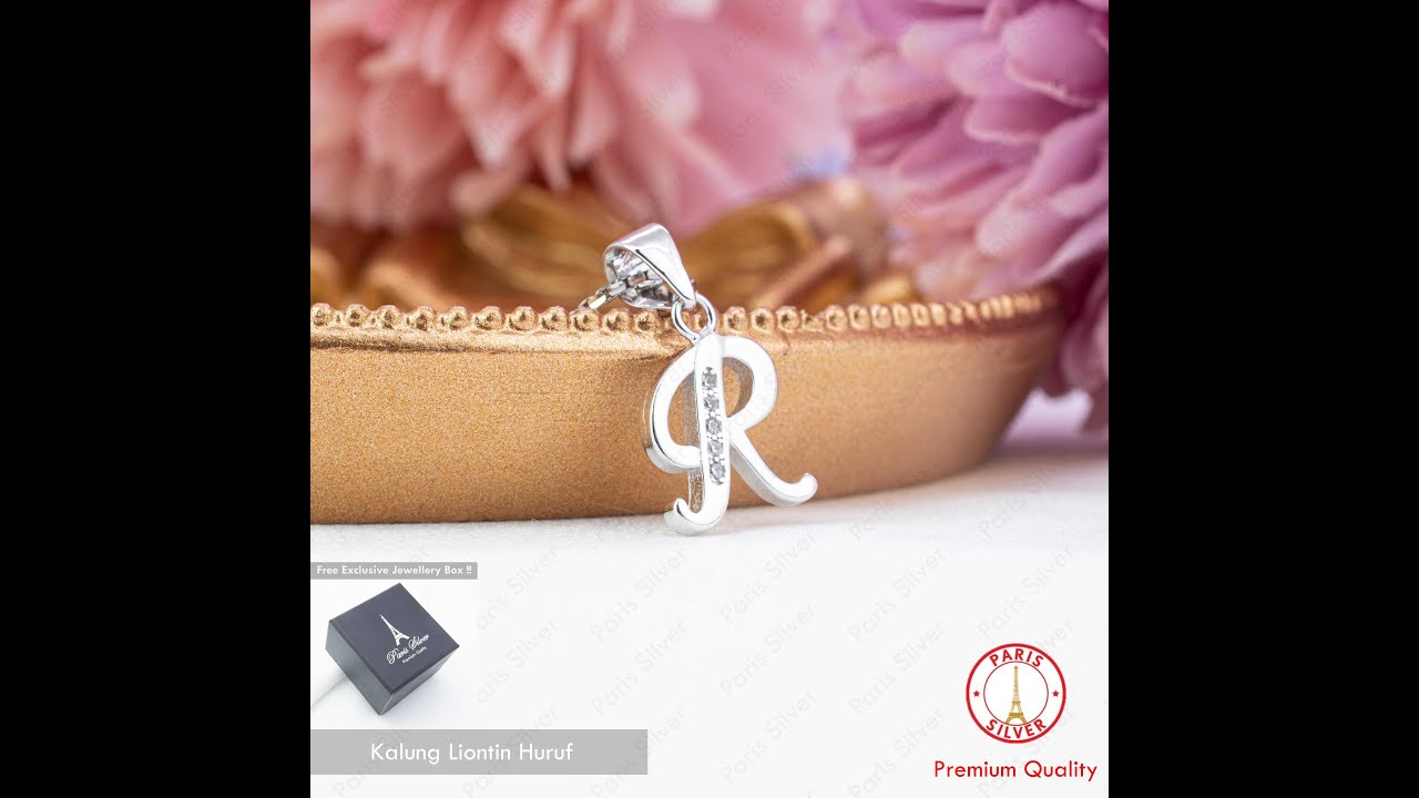Kalung Nama Inisial Huruf Alfabet Liontin Wanita Perak 925 Lapis Emas ...