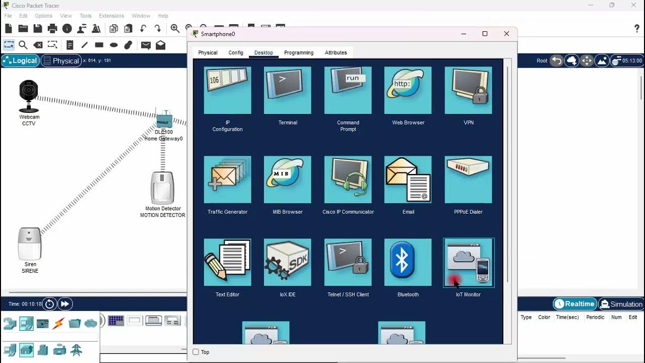 SIMULASI SMART HOME IOT - MOTION DETECTOR, SIRINE & CCTV - CISCO PACKET ...
