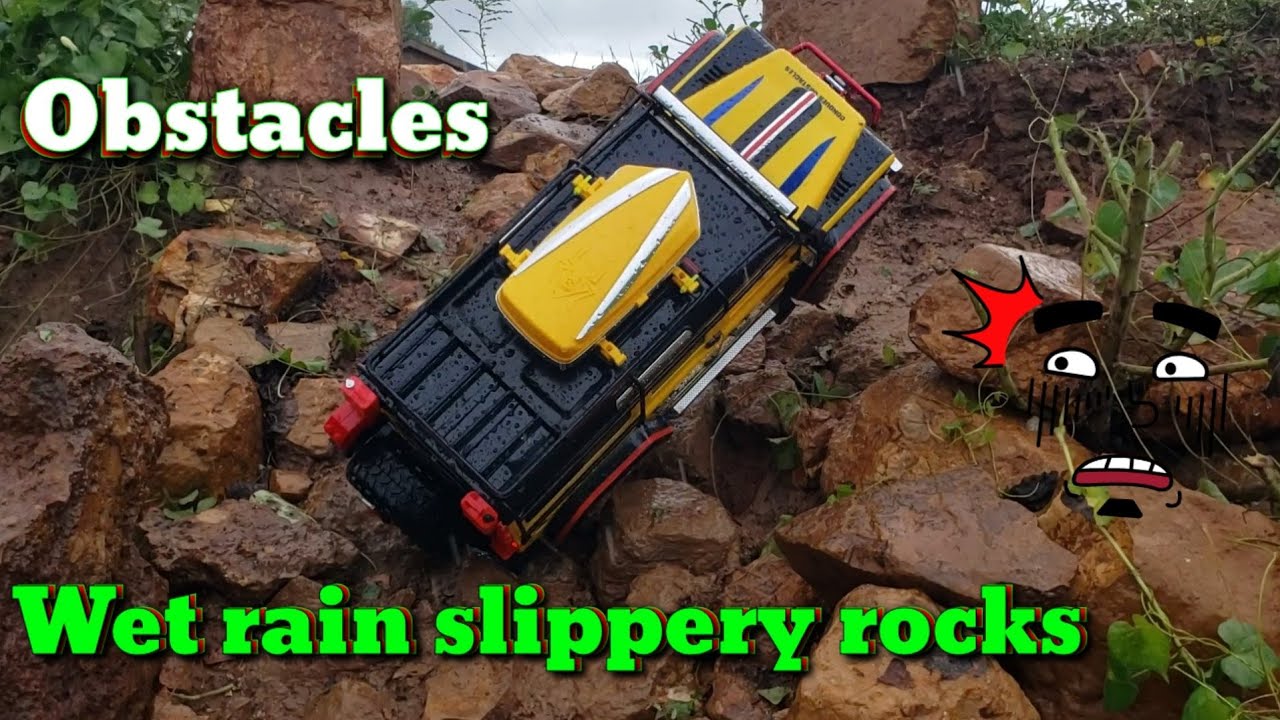 Obstacles Traxxas Trx4 Defender driving up the cliff. rc crawler ...