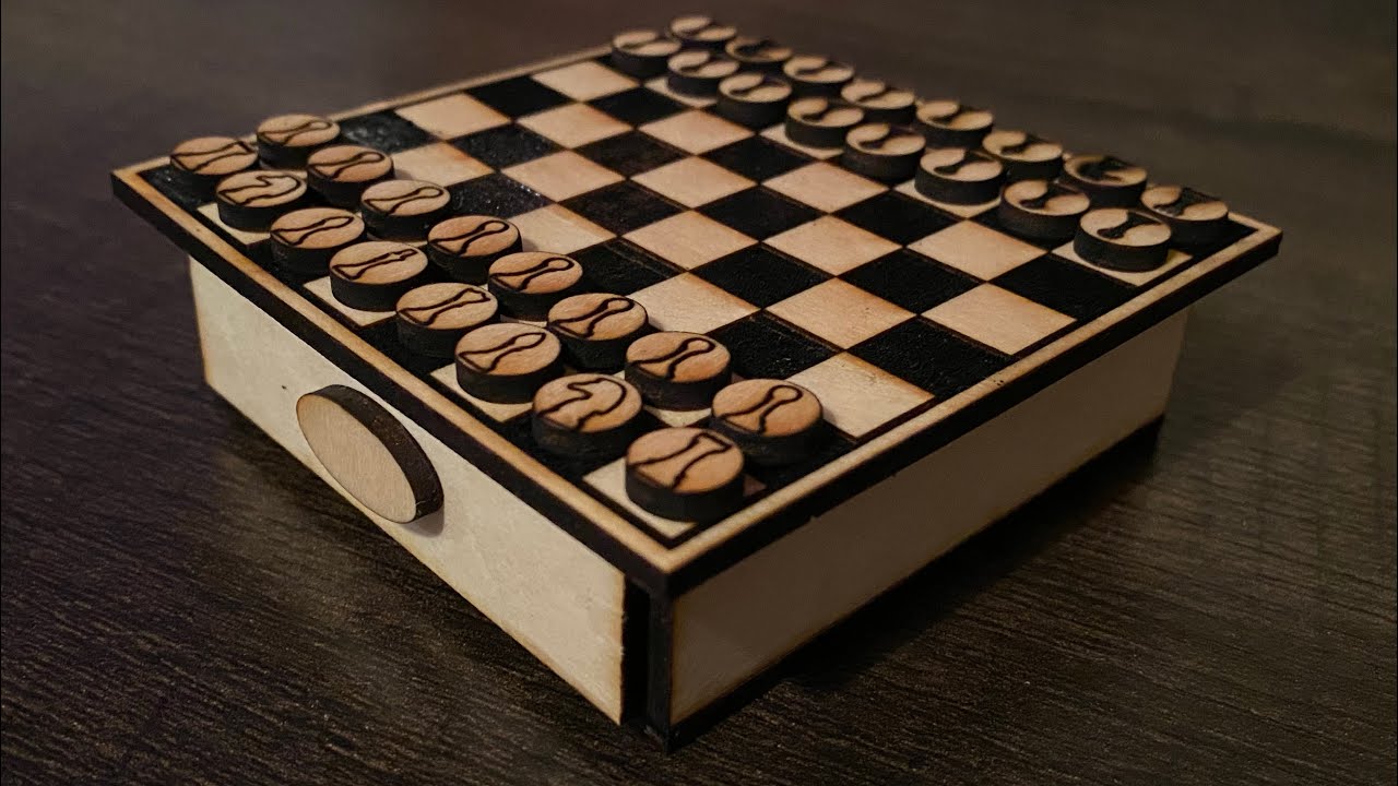 Laser Cutting a Miniature Chess Board With Storage. - YouTube