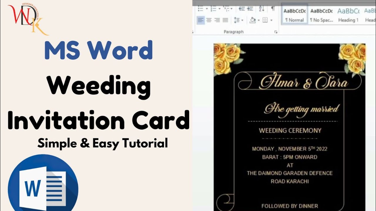 Printable Golden Wedding Invitation Card Design in Microsoft Word || 4r ...