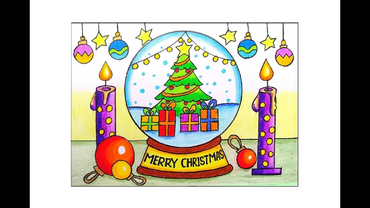 HOW TO DRAW CHRISTMAS DRAWING/X-MAS TREE STEP BY STEP/MERRY CHRISTMAS ...