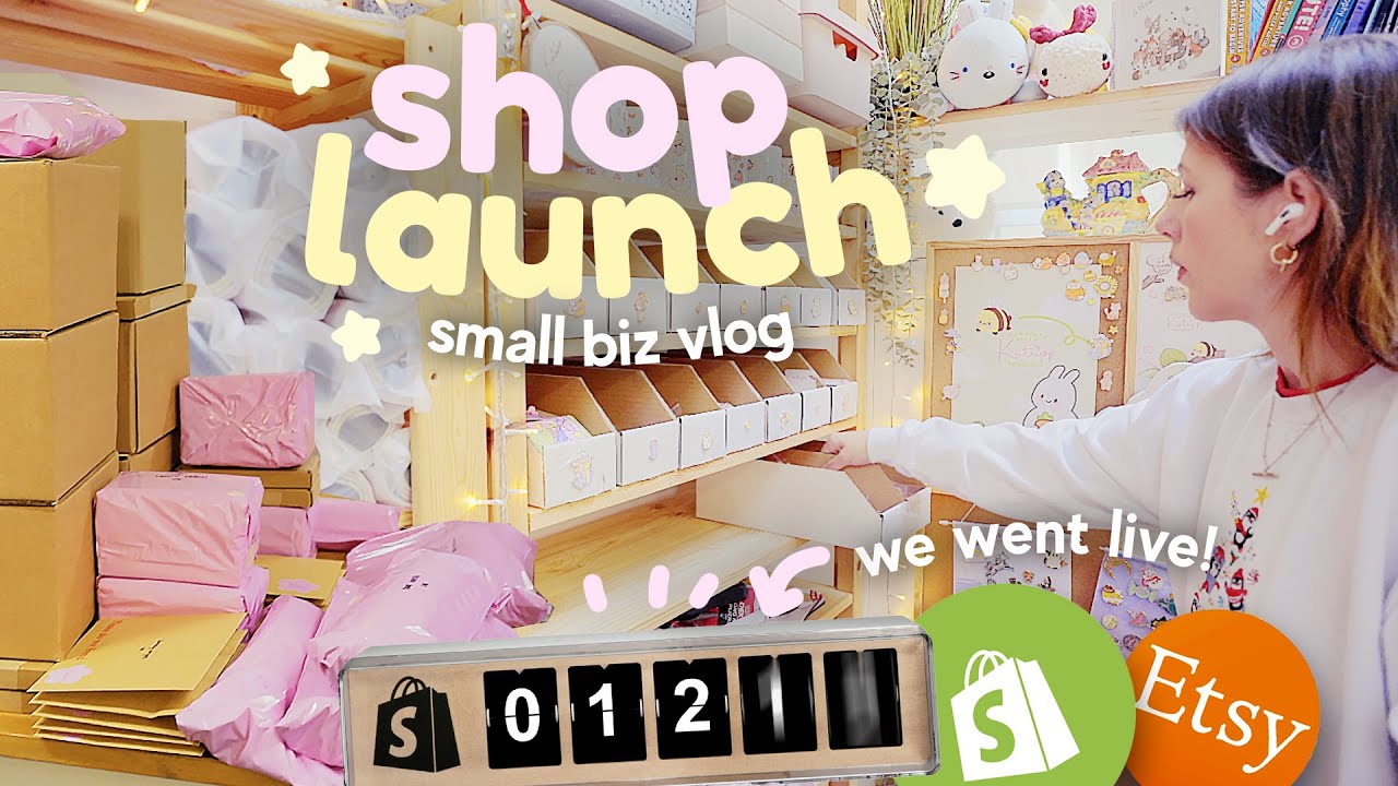 SHOP LAUNCH VLOG 📦 Launching my products as a small business owner on ...