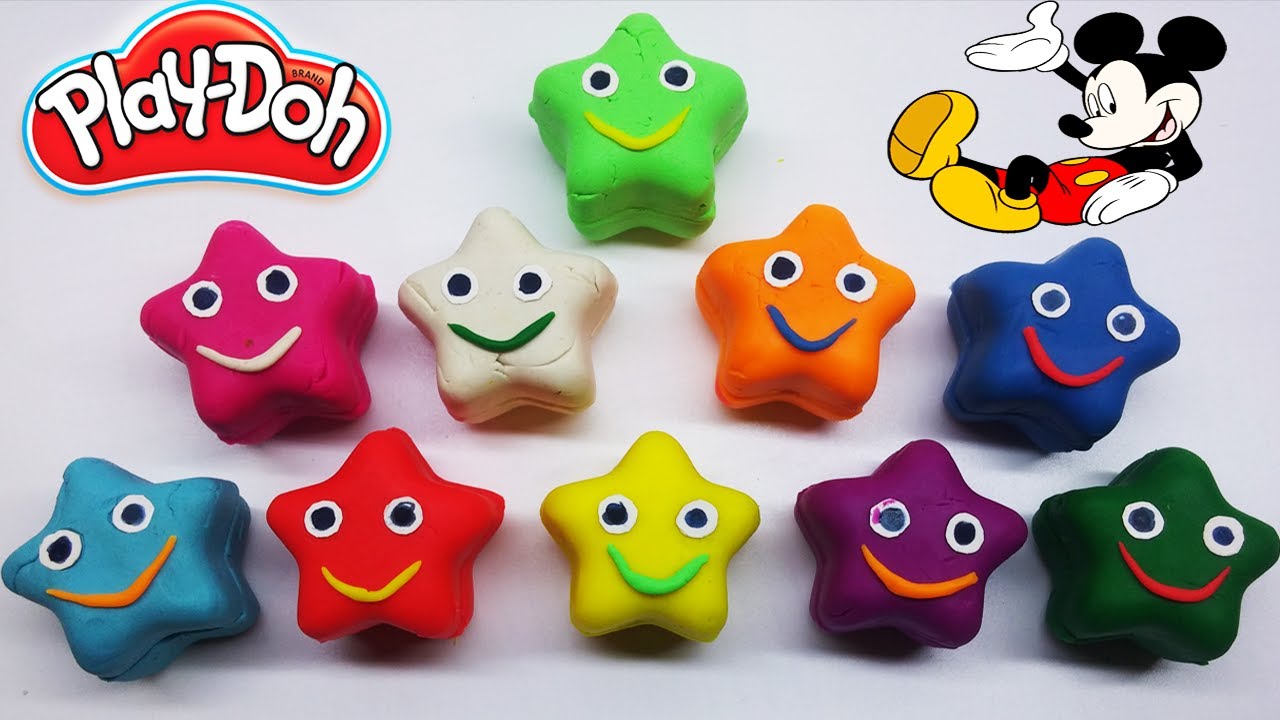 Play and Learn Colours with Play Doh Stars Smiley Face Zoo Animal Molds ...