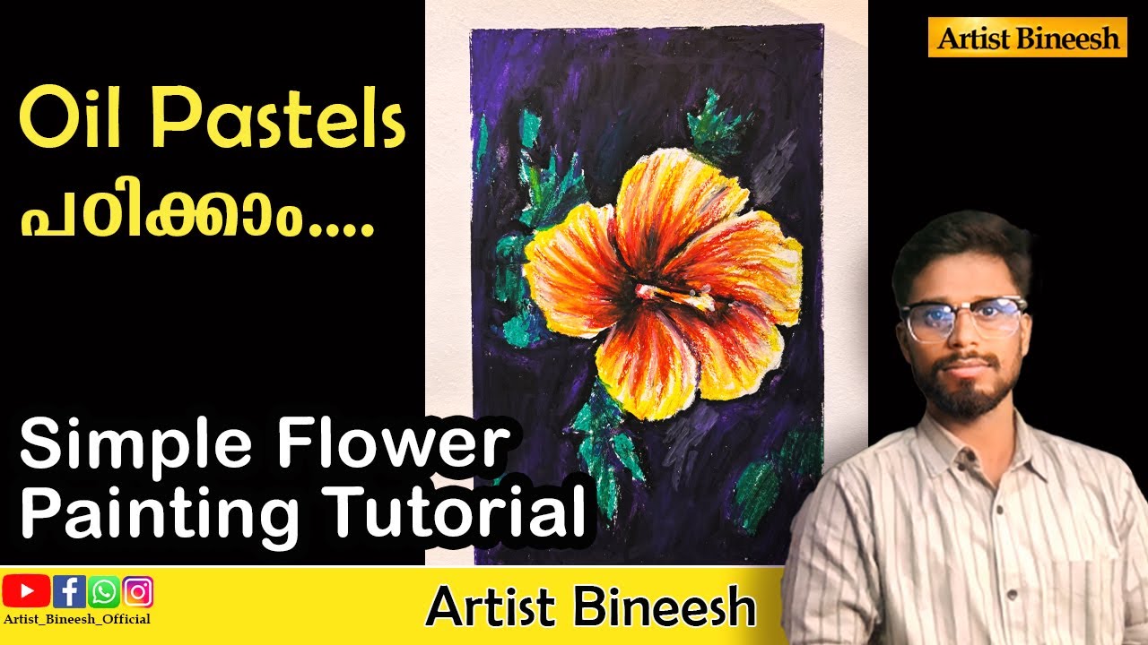 Simple Oil pastels painting chembarathi / Flower / Artist Bineesh # ...