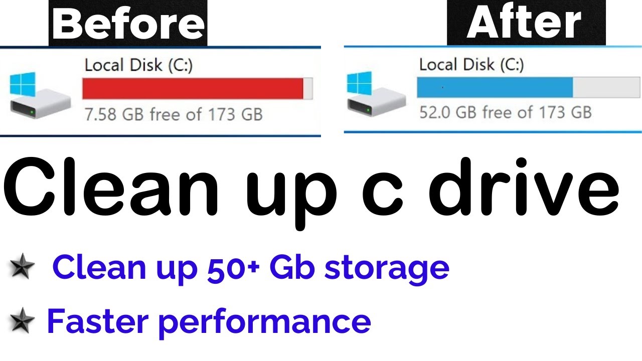 How to clean up all virus data from c drive || speed up low speed pc by ...