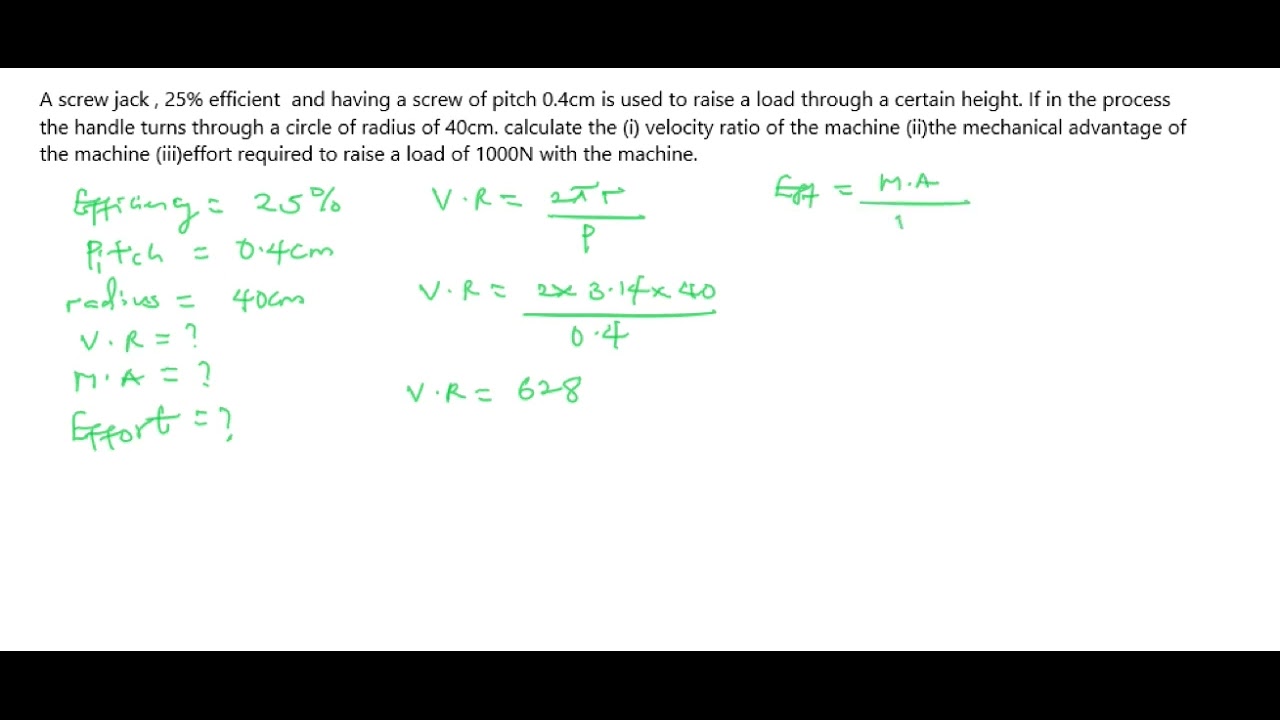 Calculation involving a Screw Jack - YouTube