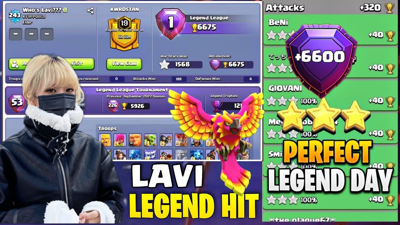 Global #1 (+6600 Trophy) lavi Legend League Attacks |Lavi lalo Legend ...
