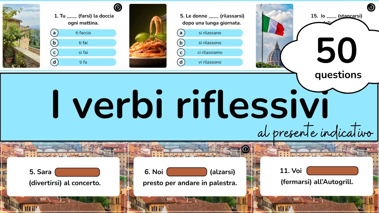 ITALIAN REFLEXIVE VERBS (PRESENT TENSE) CONJUGATION QUIZ - Level A1 ...