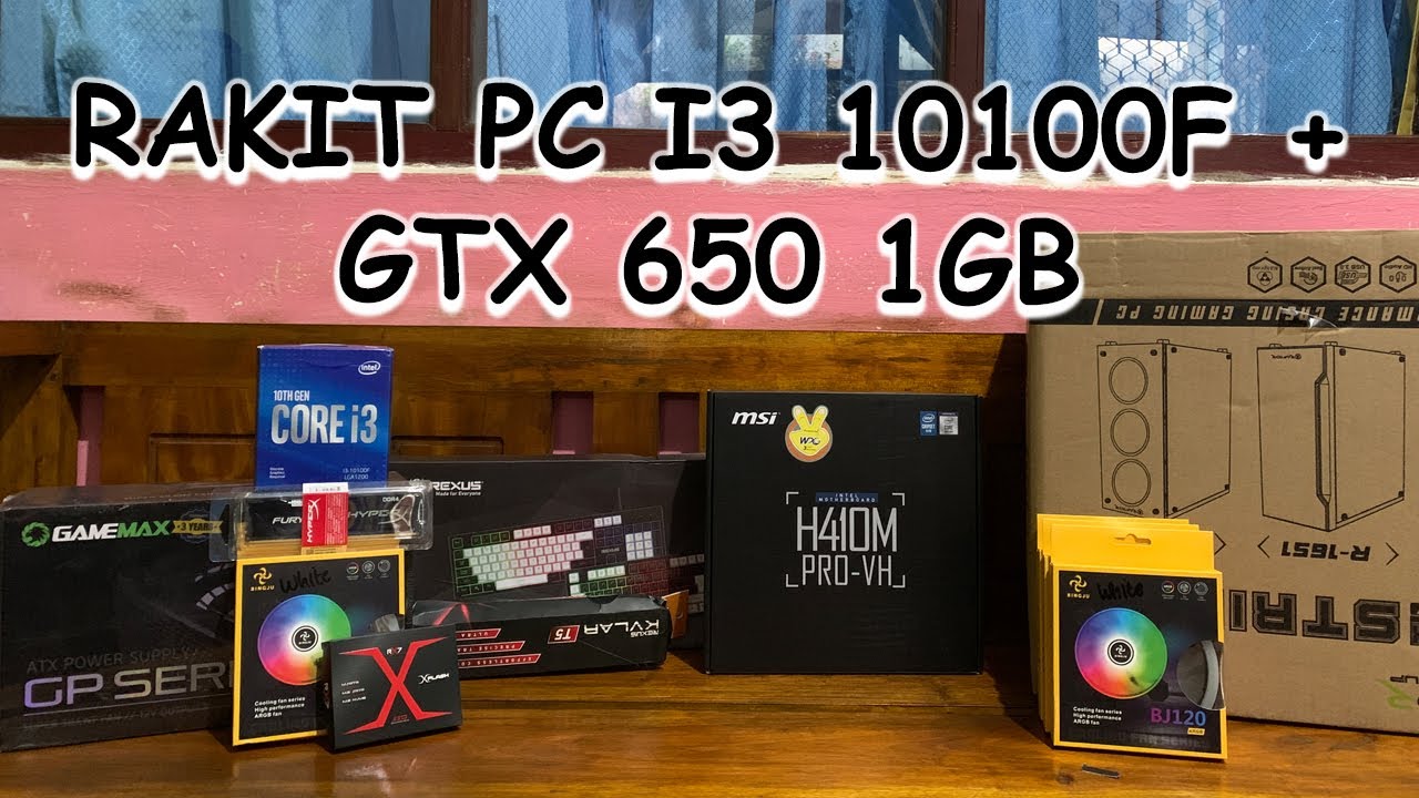 RAKIT PC 5JT CORE I3 GEN 10 GTX 650 MOBO H410 M PRO - YouTube