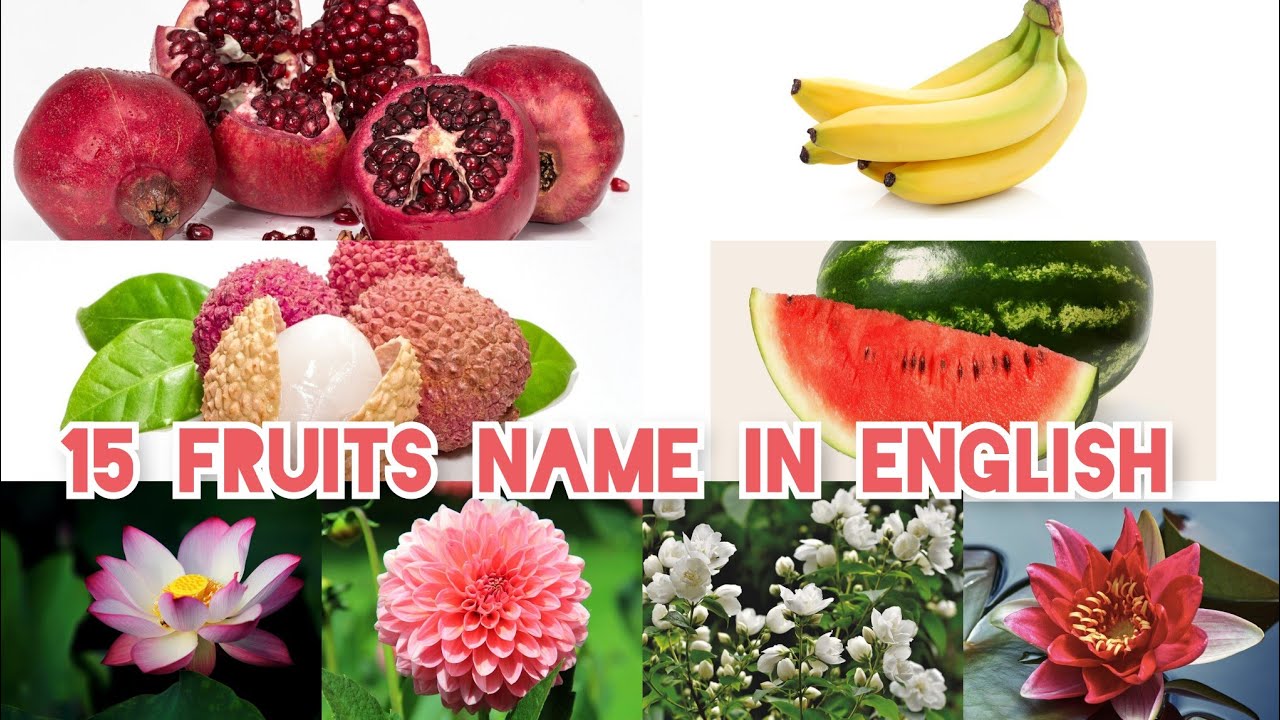 Fruits and Flowers Name in English for kids || Flowers Name in English ...