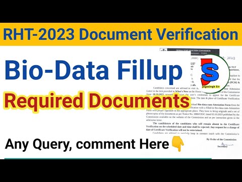 RHT-2023/MAIN EXAM./document verification date out/Bio-Data/cancellation @JayasinghSir - YouTube