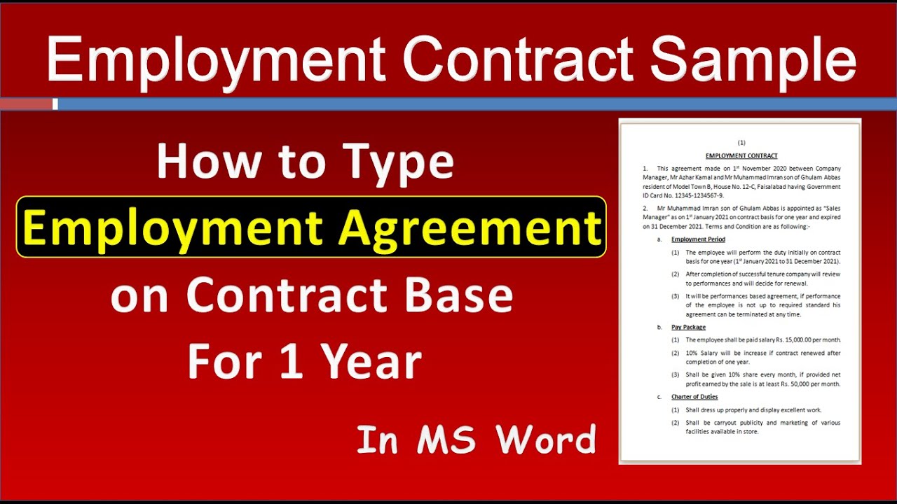 How To Write Employment Contract For Sales Manager In MS Word Job How To Write Employment Contract For Sales Manager In MS Word Job