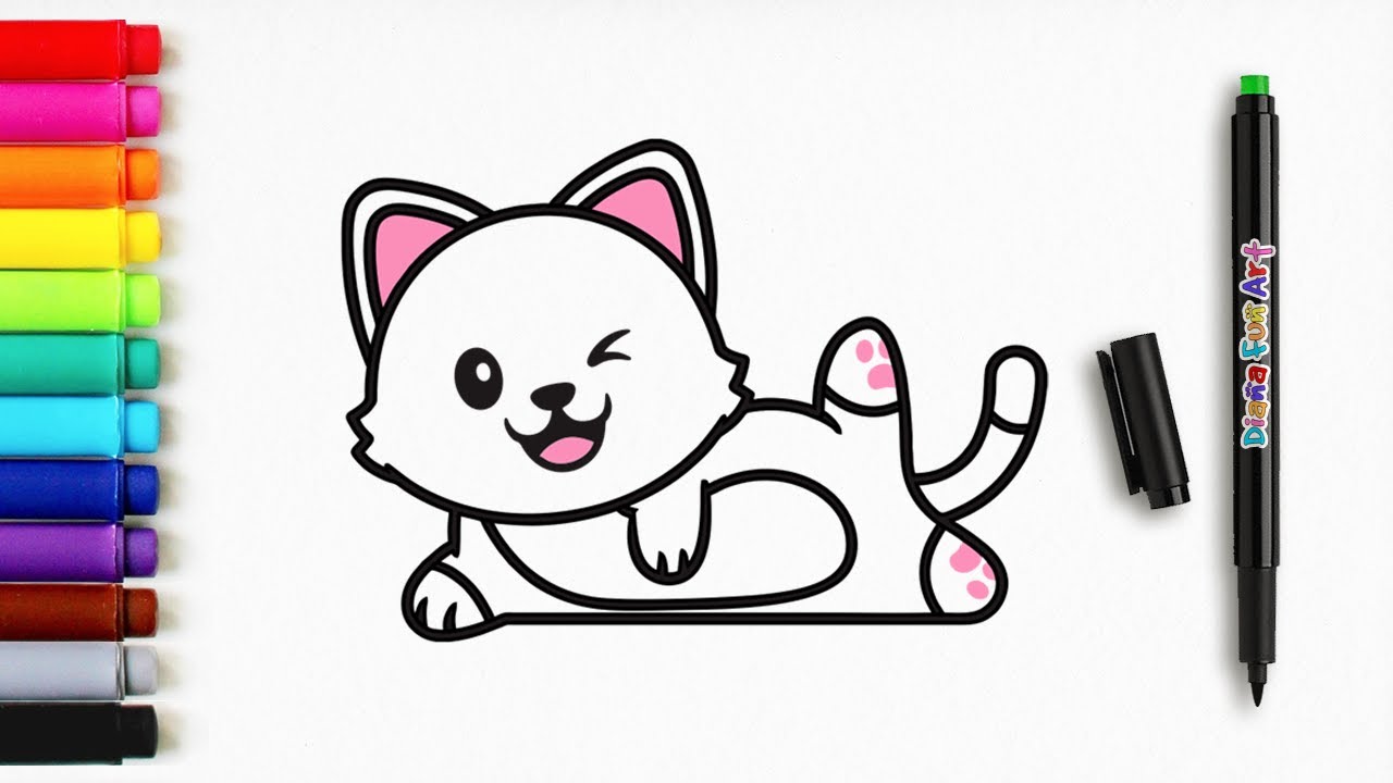 Cute Orange Cat Drawing Tutorial | Easy Drawing and Coloring - YouTube