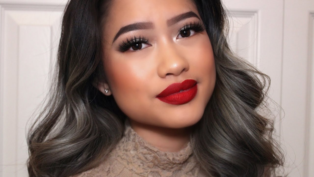 HOLIDAY MAKEUP 2016 | Silver Eyes + Bright Red Lips - YouTube